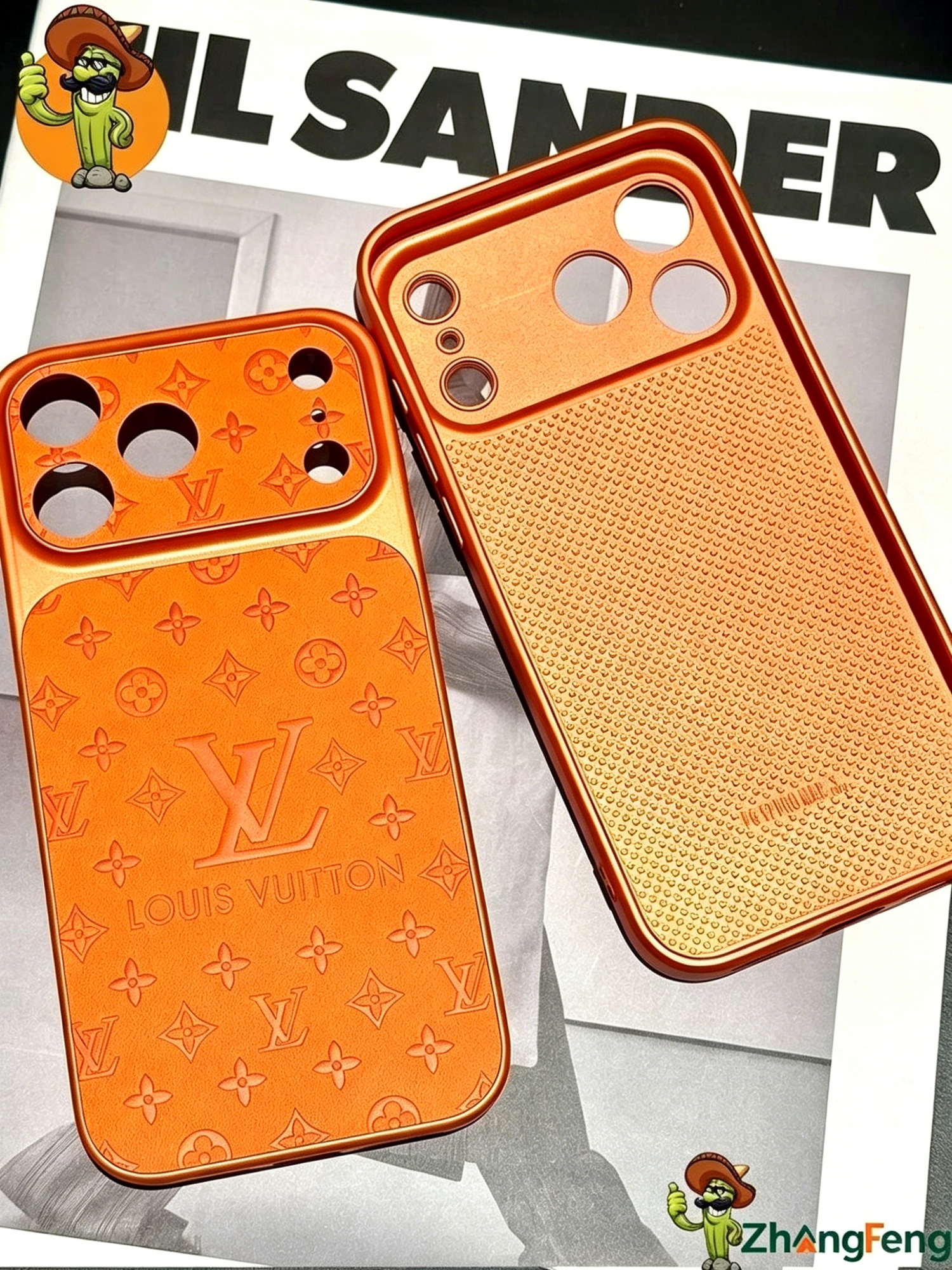 Стильный чехол из экокожи для iPhone 17 Pro Max / Айфон 17 Про Макс, 6,9 , оранжевый