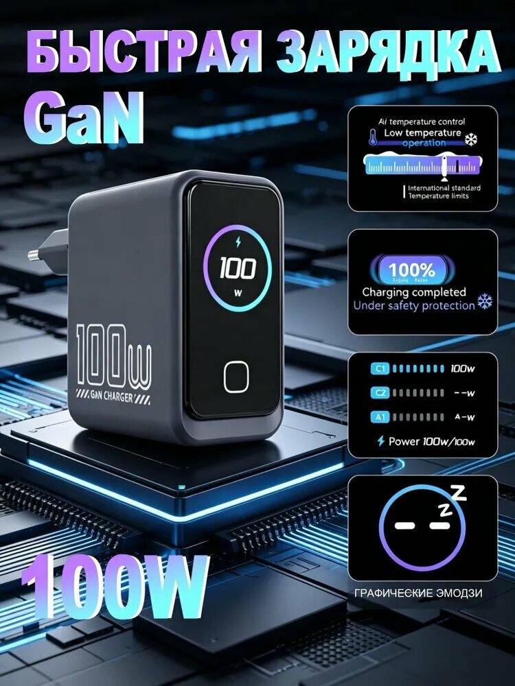 Зарядка для iphone 100W быстрая, Блок питания USB, Type-C, зарядное устройство для телефона