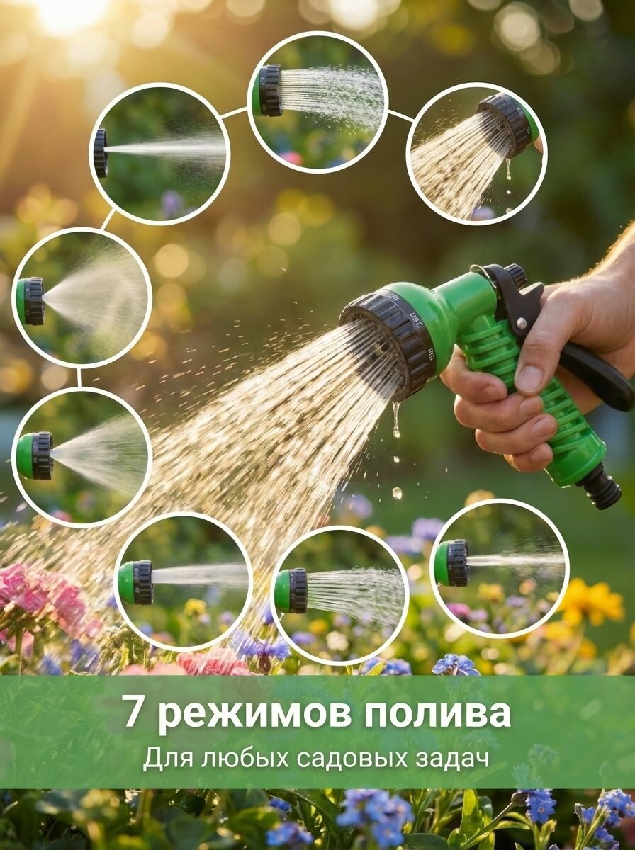 Пистолет для полива, пистолет поливочный 7 режимов