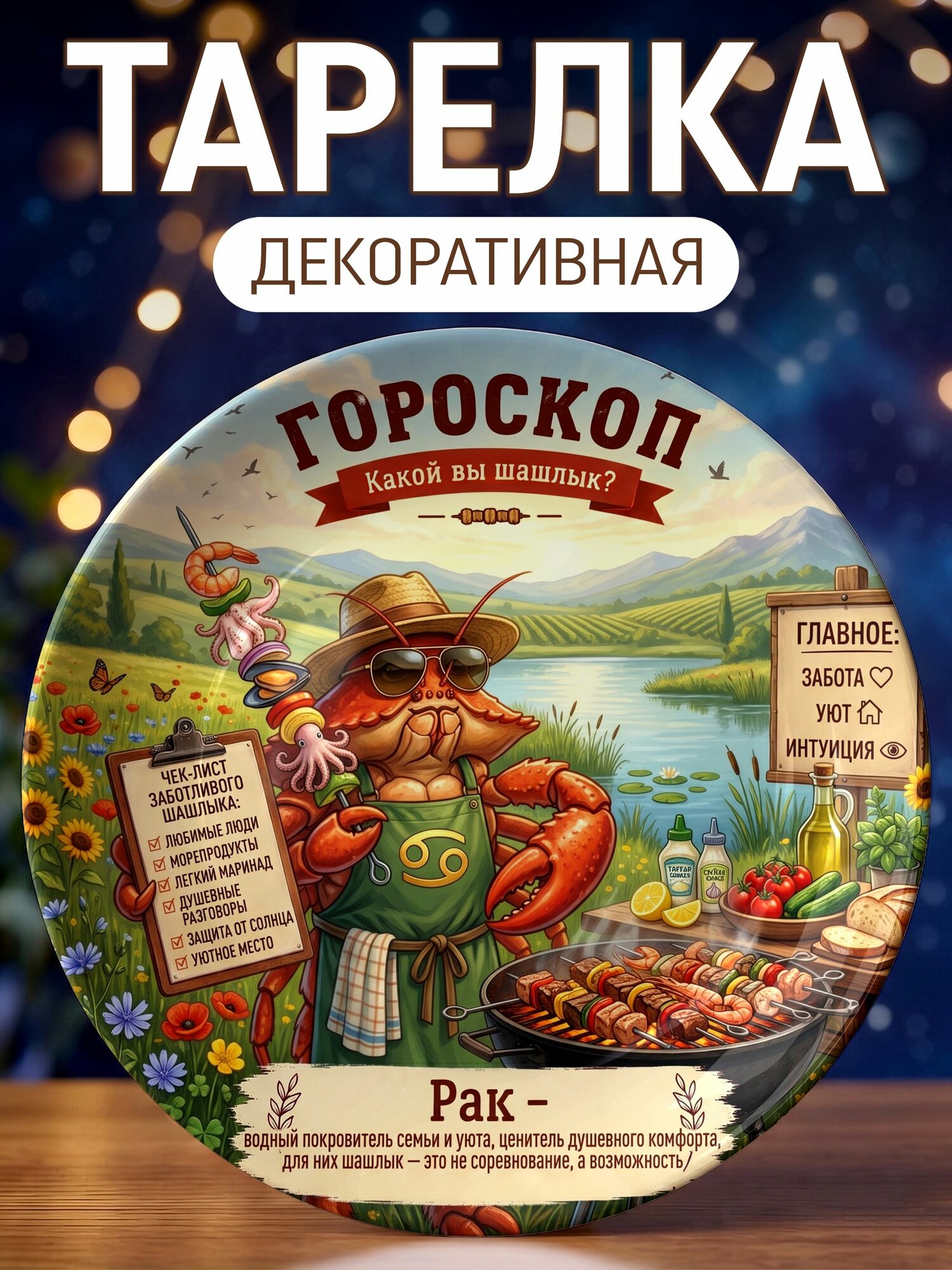 Тарелка декоративная Рак