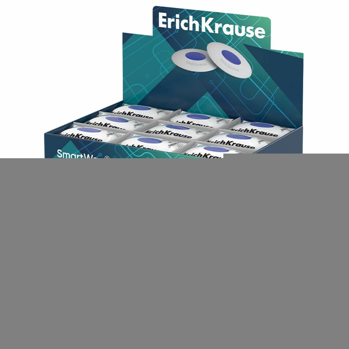 Ластик Erich Krause SmartWay Mini Oval, 41х29х9мм, белый, овальный, пластик. держатель (45533), 36шт.