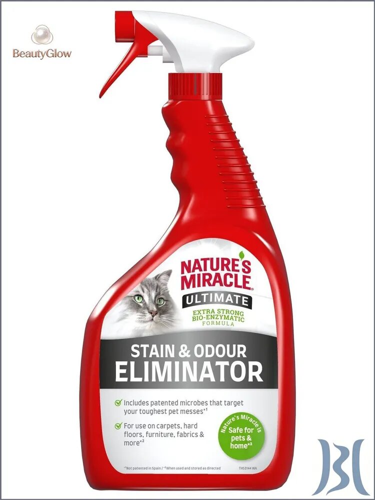 Уничтожитель пятен и запахов Nature's Miracle для кошек c максимальным эффектом, спрей 946 мл