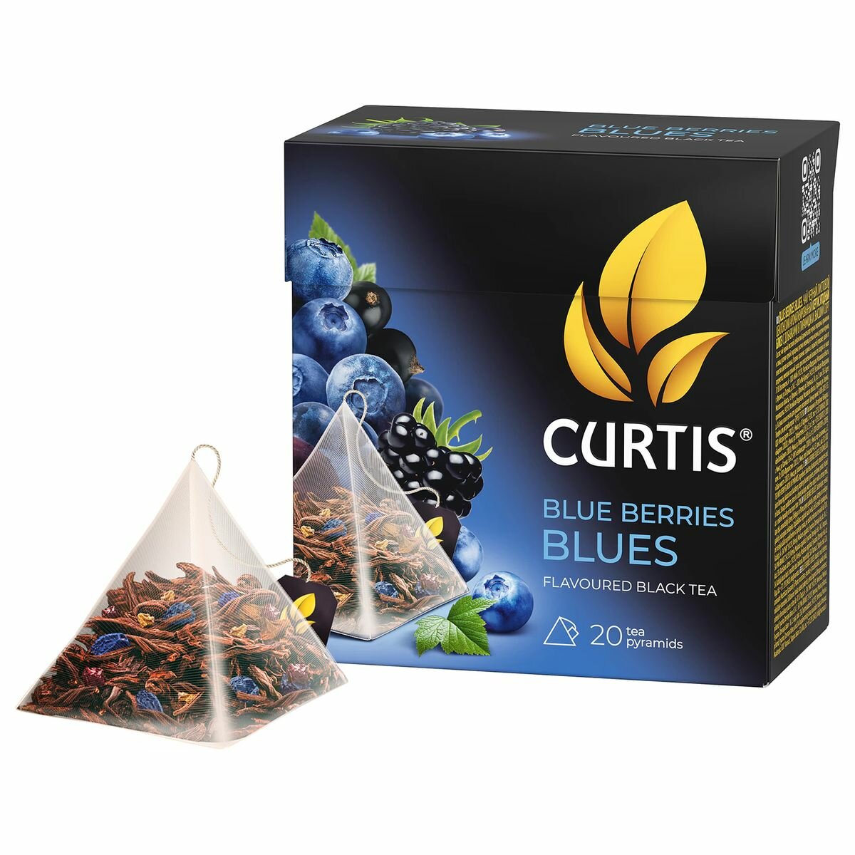 Чай Curtis Blue Berries Blues черный со вкусом черной смородины, 20 пирамидок по 1,8г (102205)