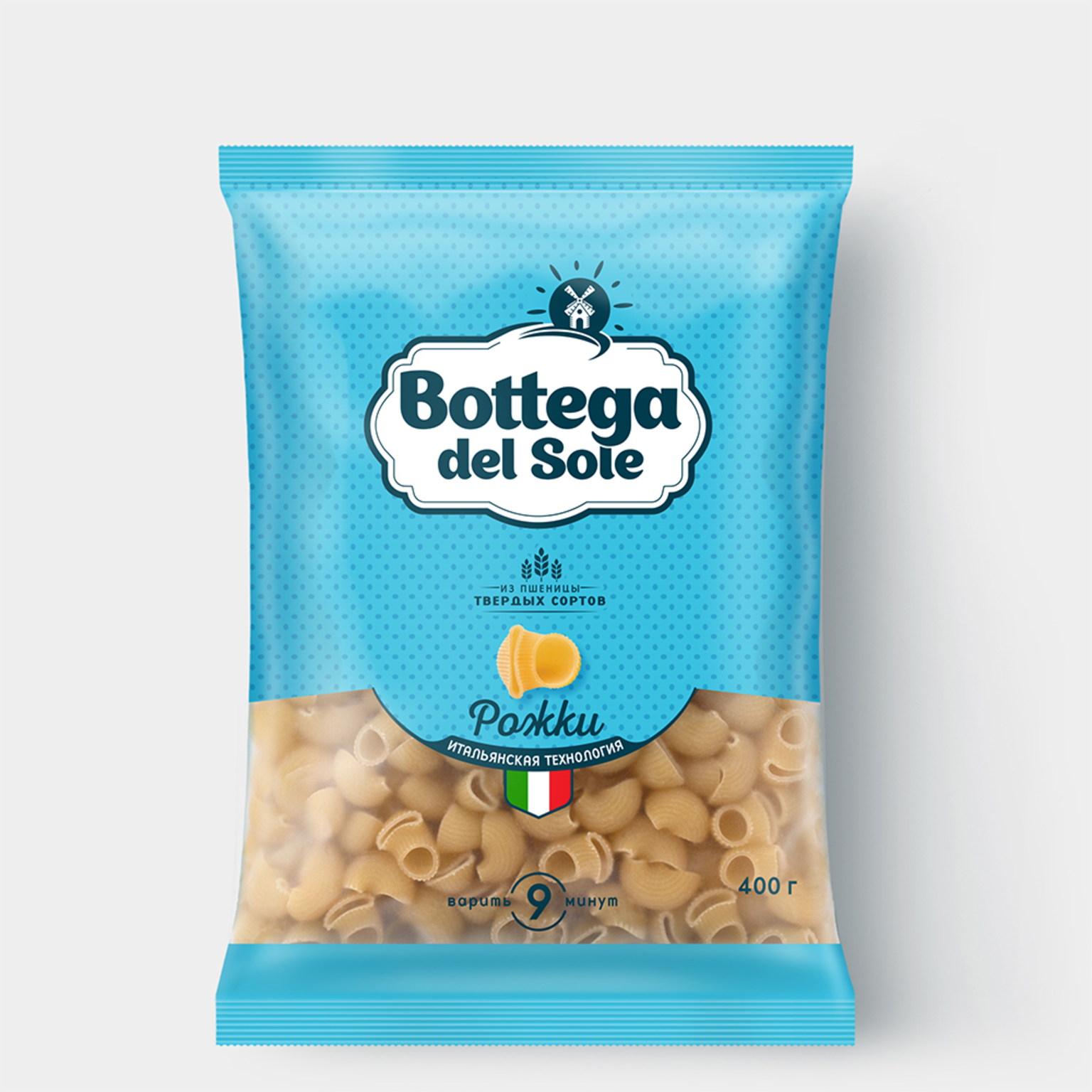 Bottega del Sole, макаронные изделия Рожки, 400 г