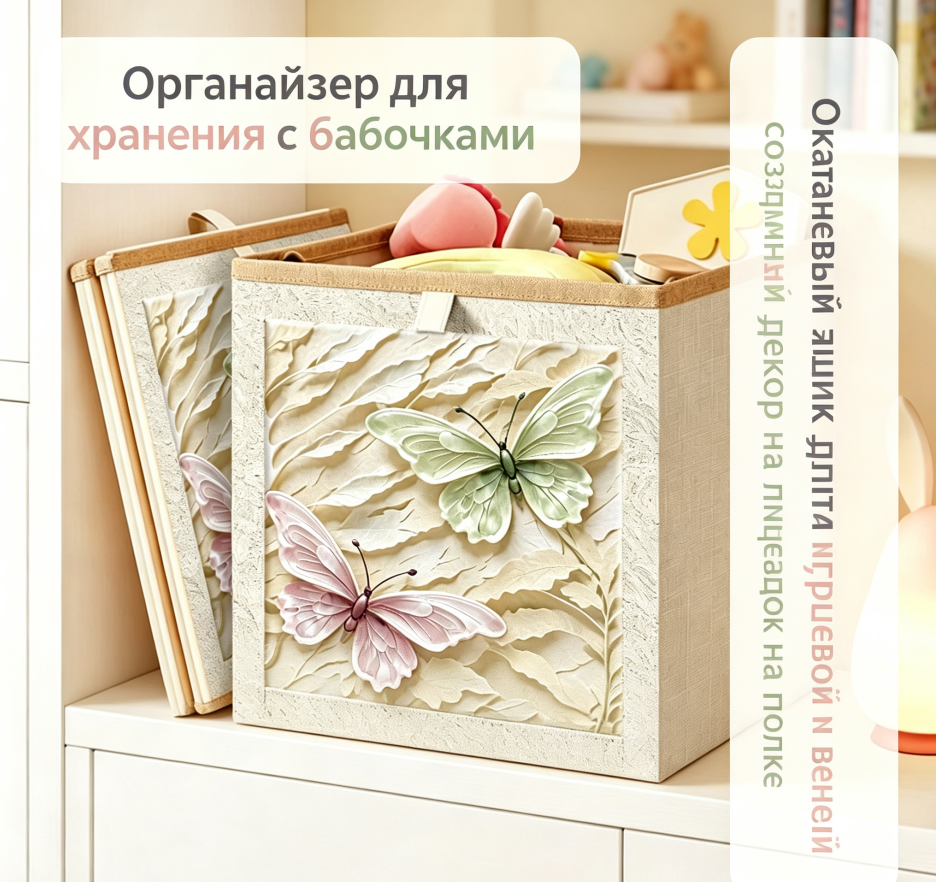 33x38x33cm，Тканевая коробка для хранения в стиле живописи, складная корзина с прозрачным окном, органайзер для одежды и