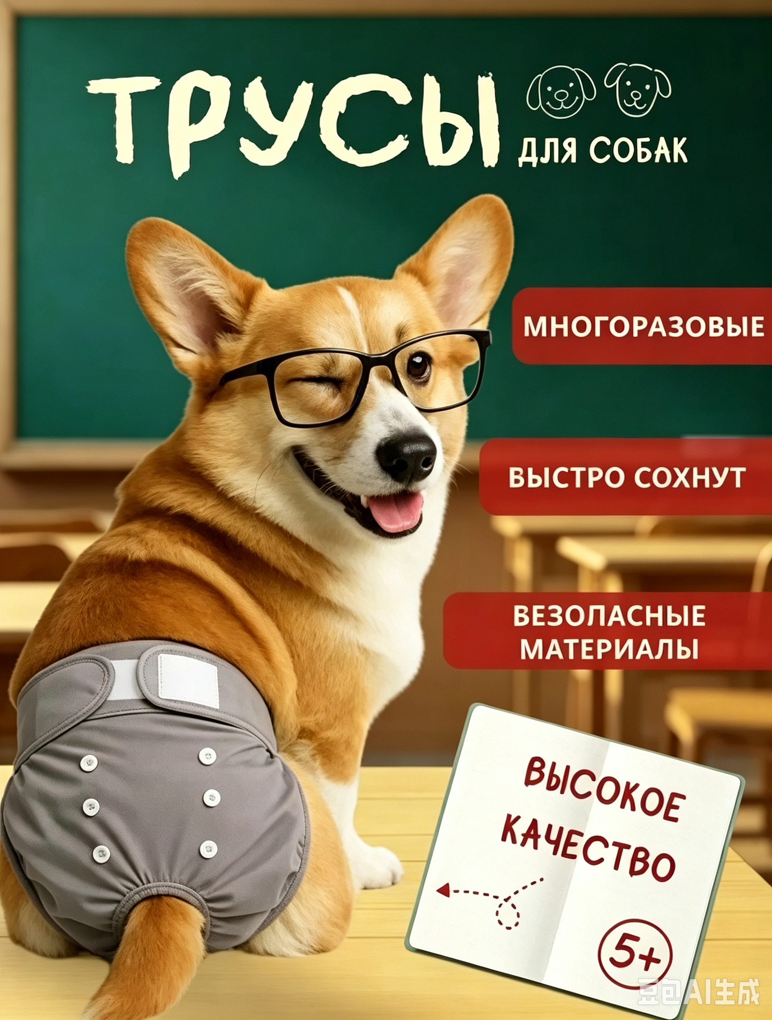 Многоразовые трусы-памперсы для собак (защита от протечек), для сук в течку, удобная посадка, легко стираются