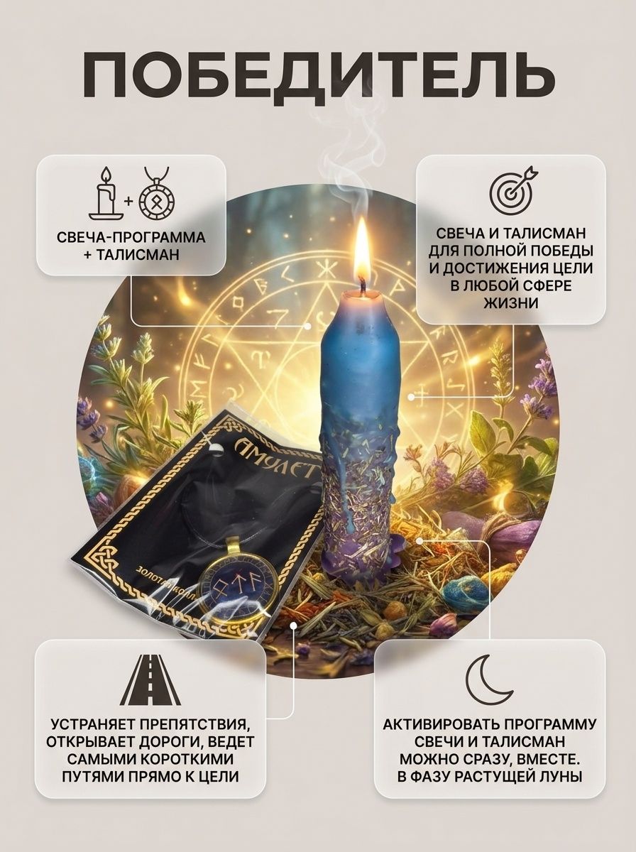 Победитель. Свеча с талисманом