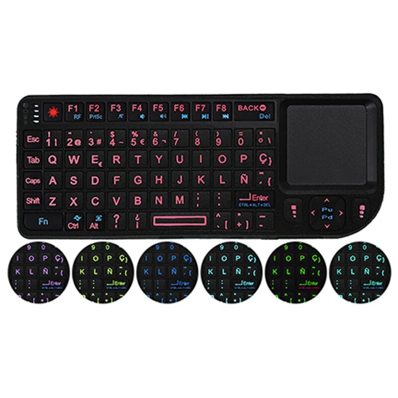 Беспроводная мини-клавиатура N Air Mouse 82 ключа с тачпадом ES Colorful Backlist