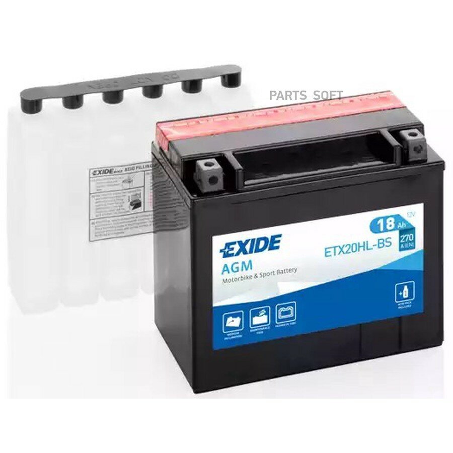 Аккумуляторная батарея EXIDE AGM [12V 18AH 270A B от официального дистрибьютора, EXIDE, артикул ETX20HLBS