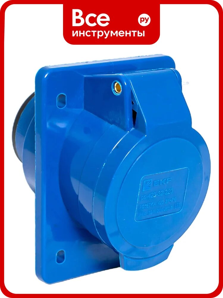 Розетка стационарная внутренняя EKF 423 2Р+РЕ 32А 220В IP44 ps-423-32-220