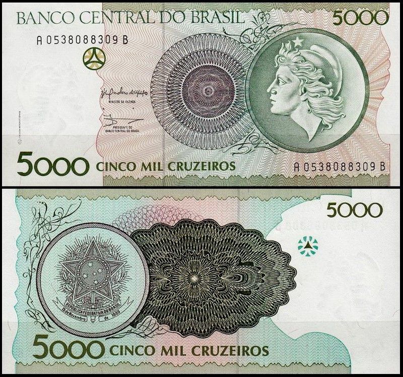 Бразилия 5000 крузейро 1990 (UNC Pick 227)