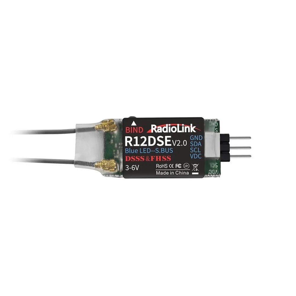 Радиоприёмник Radiolink R12DSE 12-канальный с поддержкой сигналов SBUS и PPM, 2.4G для передатчика
