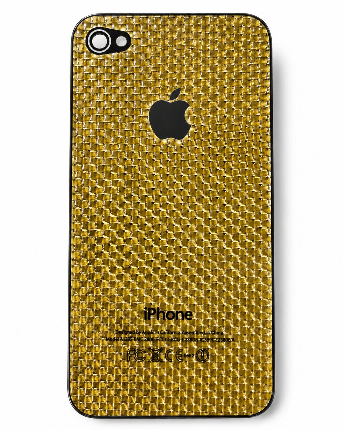 Задняя крышка корпуса для смартфона Apple iPhone 4 A1332, золотистая со стразами