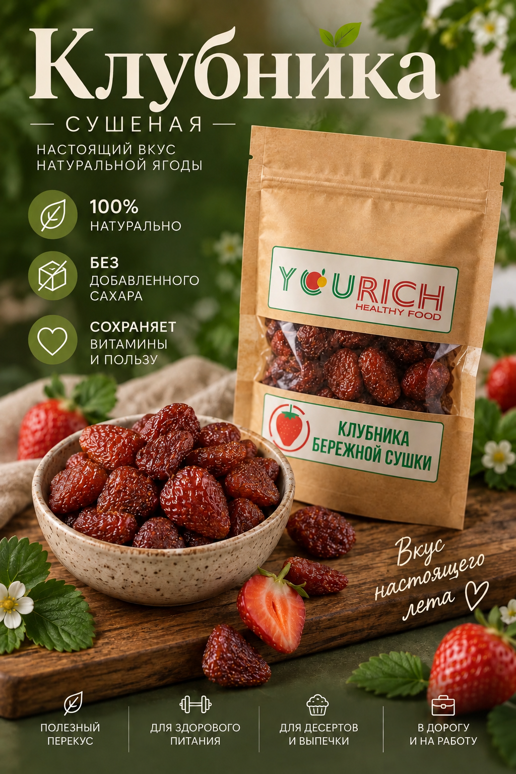 Клубника сушеная YOURICH, 120гр