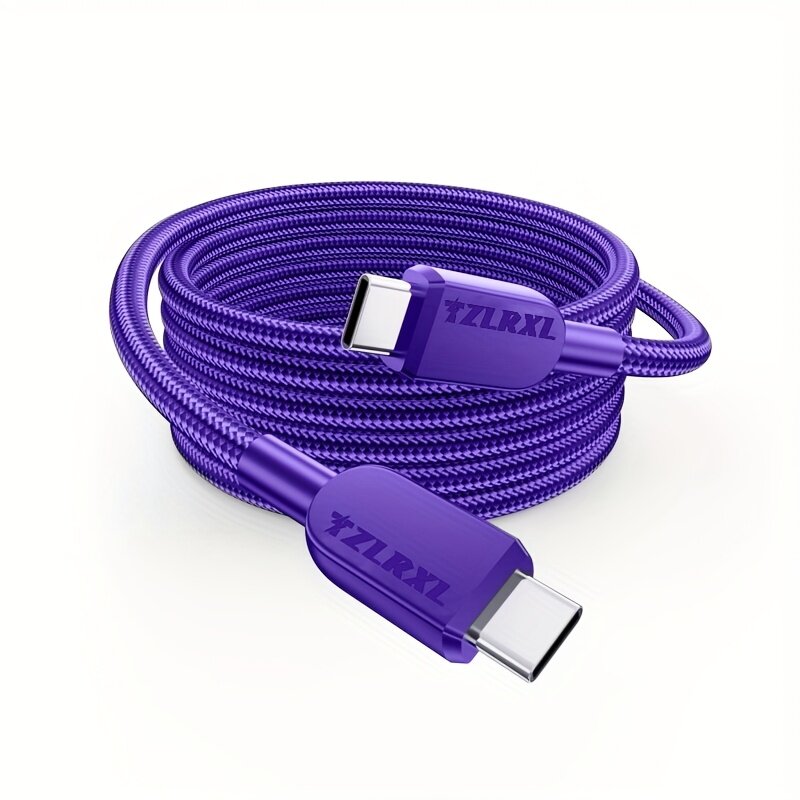 Кабель для быстрой зарядки USB Type-C на USB Type-C 100 Вт, плетёный, с передачей данных, фиолетовый, 100 см