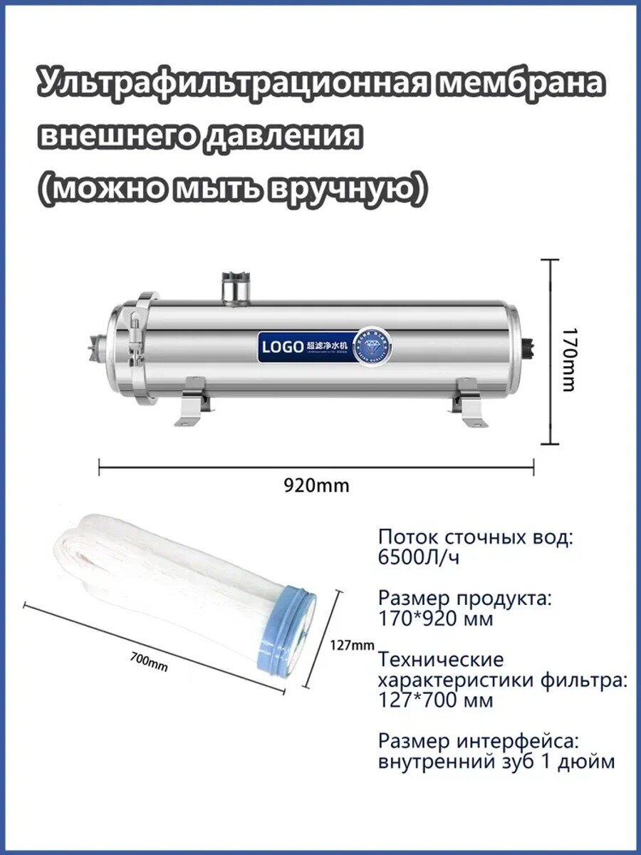 Фильтр для воды магистральный с ионами серебра, для очистки воды