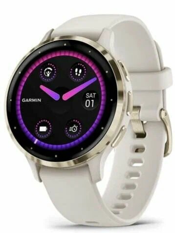 Garmin Venu 3s 41mm Soft gold bezel, ivory case, silicone band 010-02785-04
