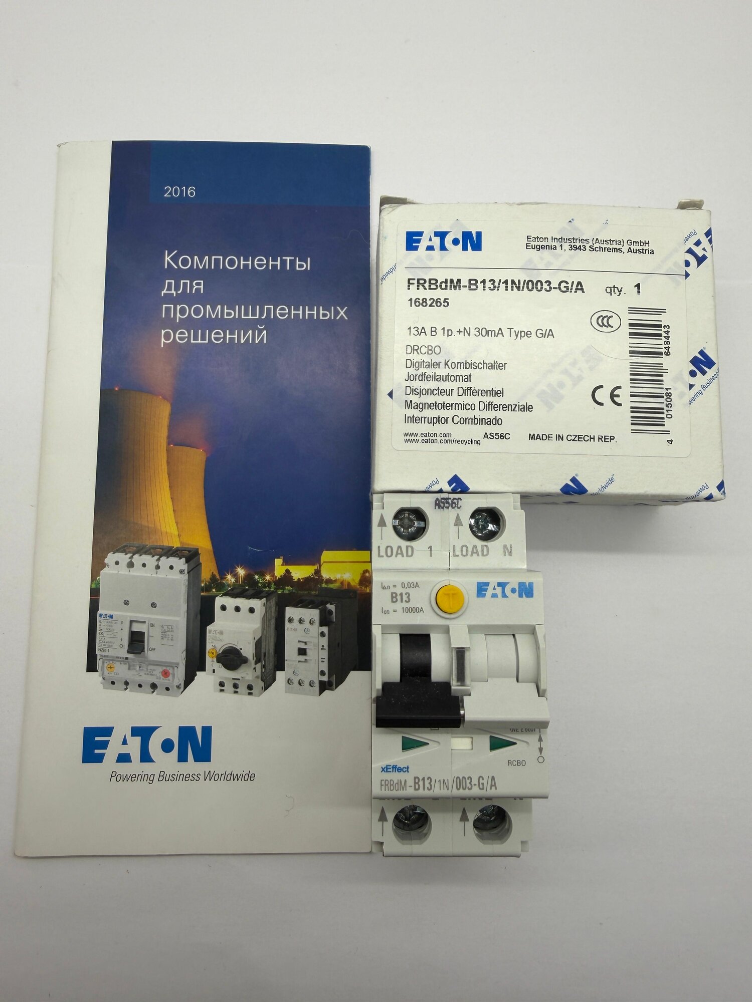 FRBDM-B13/1N/003-G/A Eaton, 13A, 2 полюса, 30мА, Цифровой дифференциальный автоматический выключатель, Артикул: 168265.