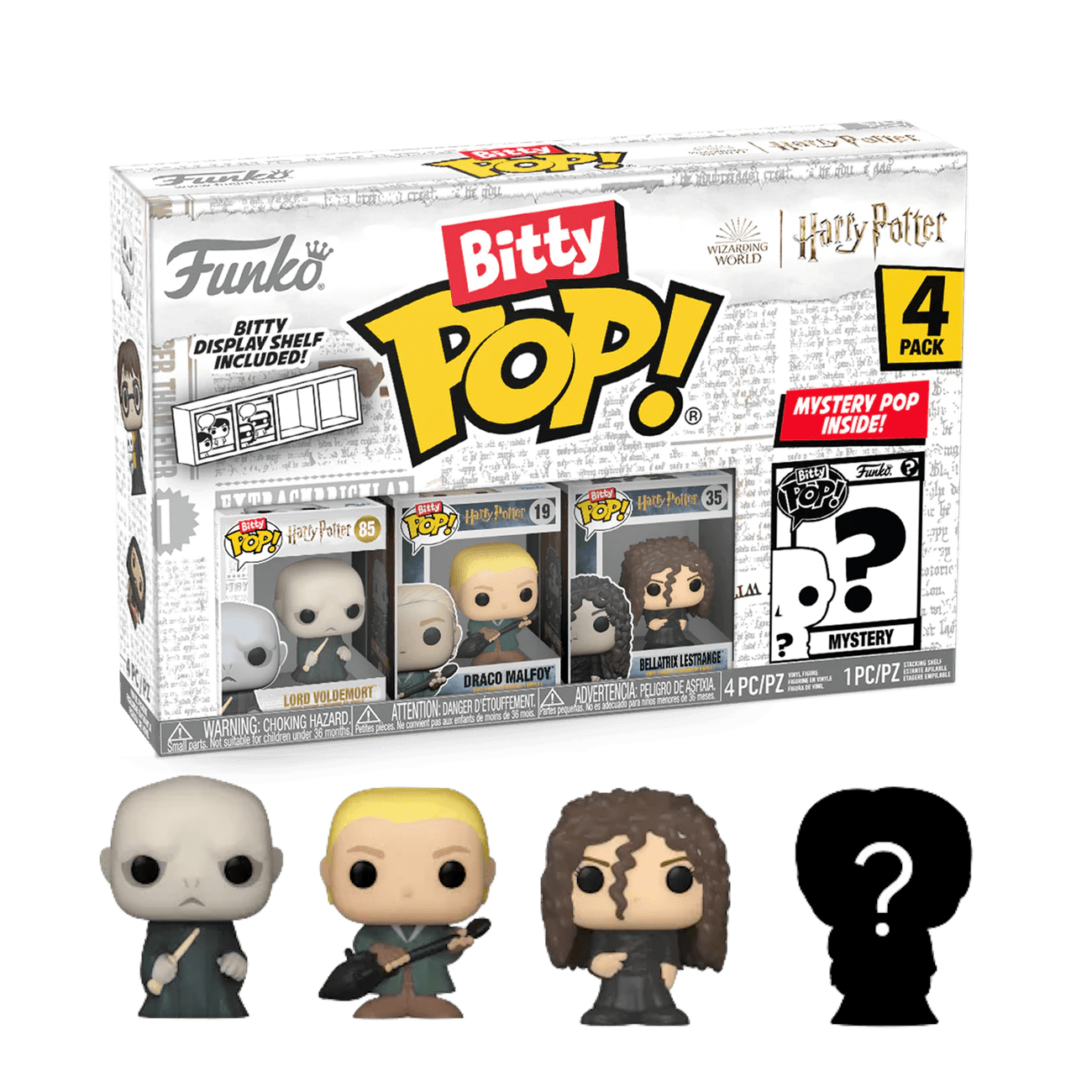 Набор фигурок Funko POP! Bitty Harry Potter 71318 Волан-де-Морт, Драко Малфой, Беллатриса, 4 шт (1 фигурка-сюприз)