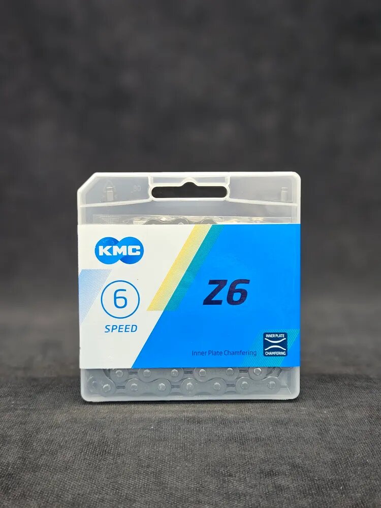 Цепь велосипедная KMC Z6 Gray, 6 скоростей, 114 / 116 звеньев, с замком MissingLink CL573R