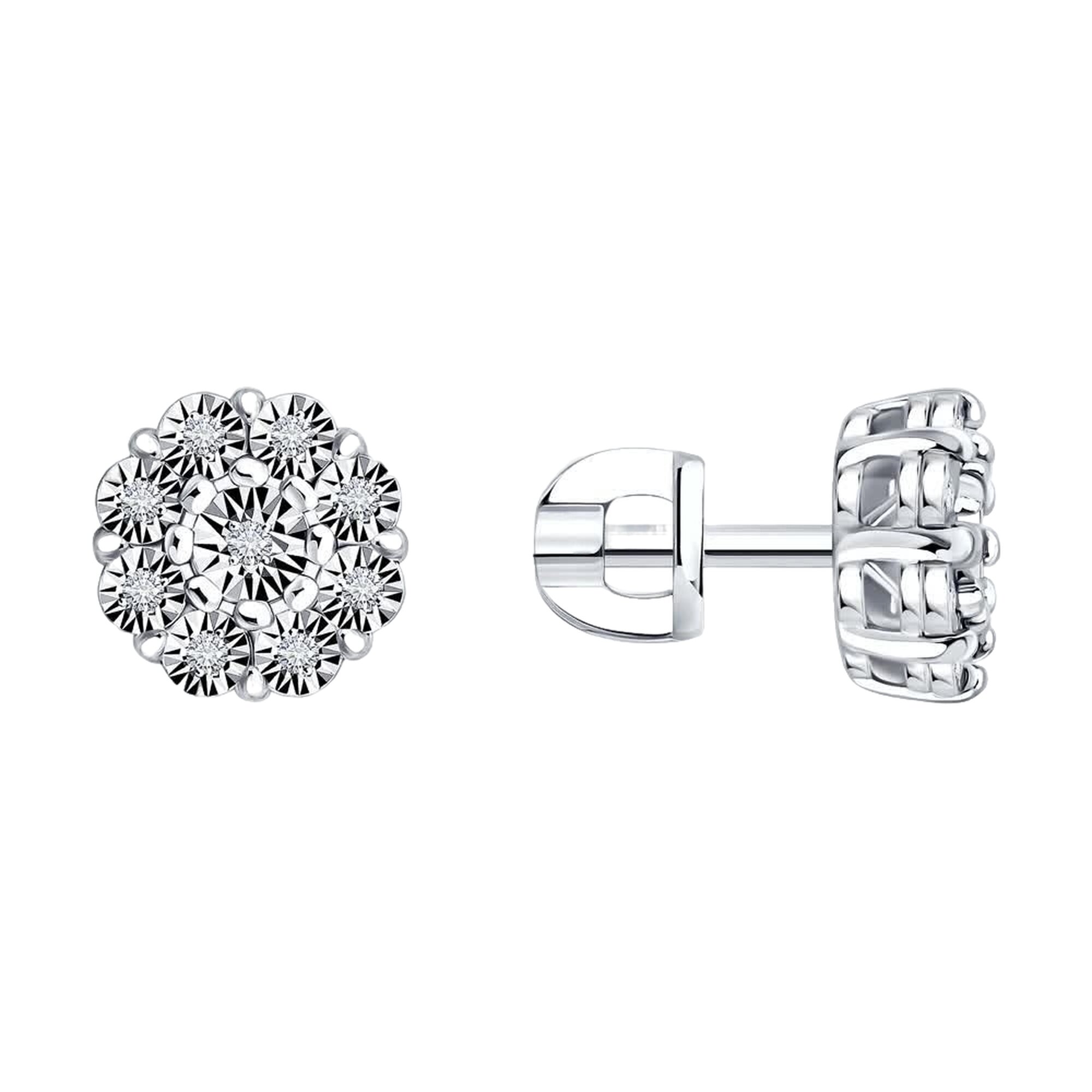 Серьги Diamant online, серебро, 925 проба, родирование, бриллиант