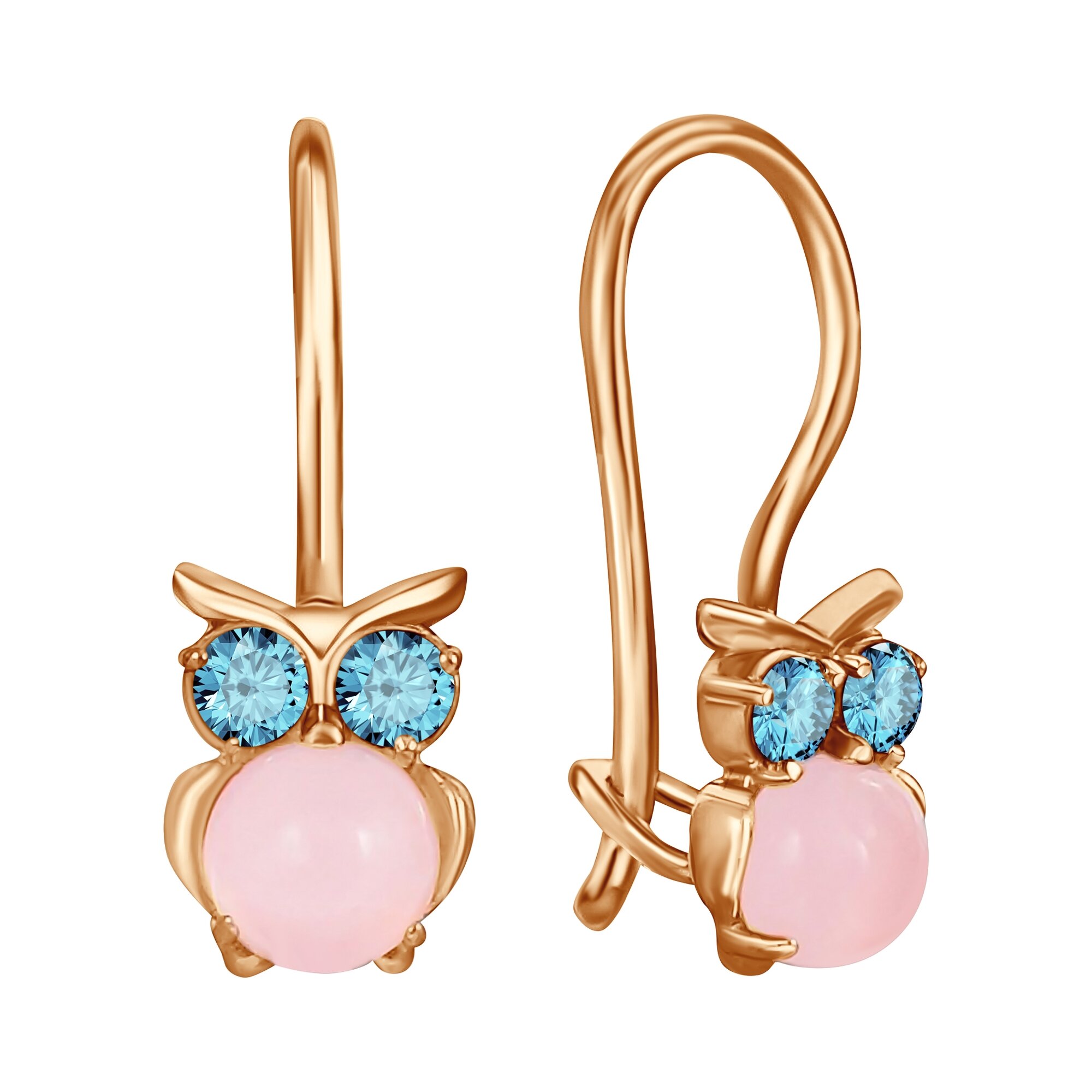 Серьги Diamant online, красное золото, 585 проба, фианит