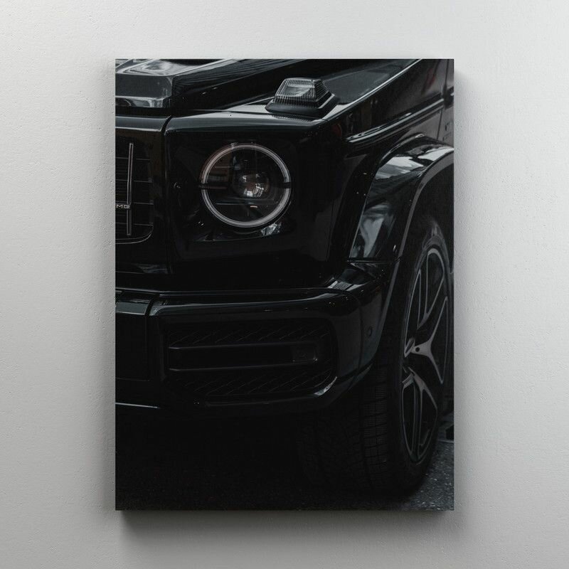 Интерьерная картина на холсте "Mercedes-Benz G-Klass - Черный Гелик" размер 22x30 см