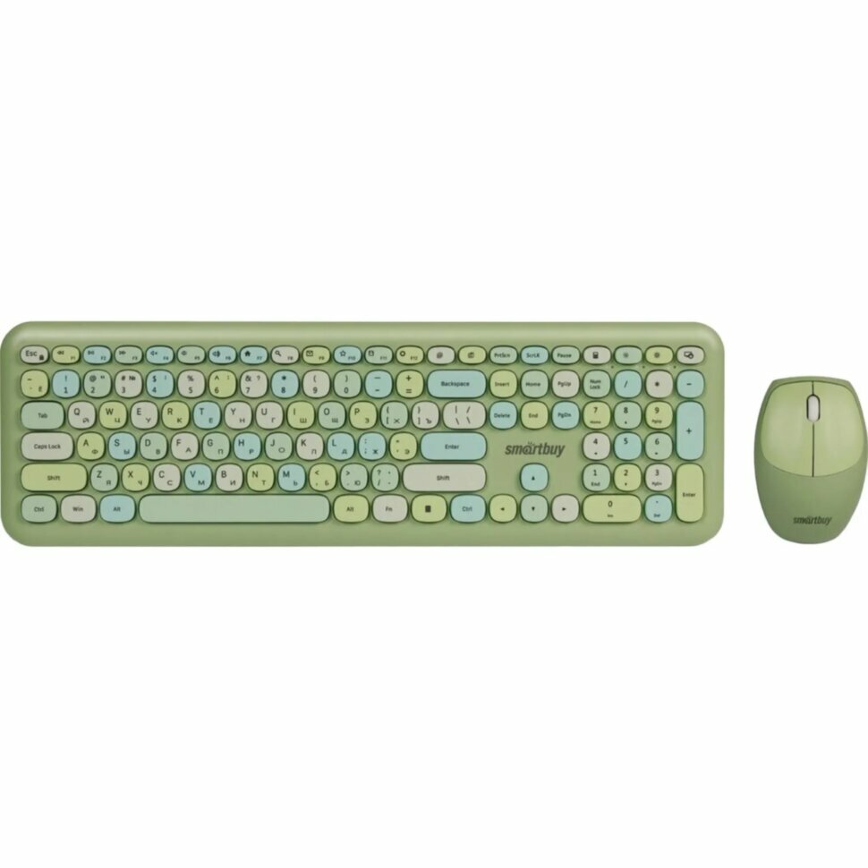 Набор клавиатура+мышь Smartbuy мультимедийный, зеленый (SBC-666395AG-G), 2001797