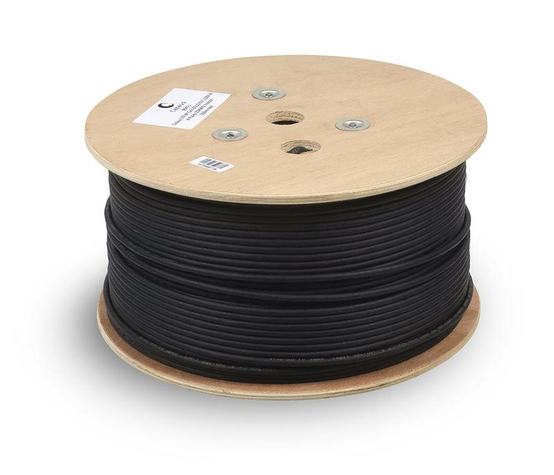 Кабель витая пара SF/UTP кат.5E 4х2х24AWG solid LSZH-UV OUTDOOR LSZH-UV SFTP-4P-Cat.5e-SOLID-OUT-LSZH-UV черн. (уп.305м) Cabeus 7472c