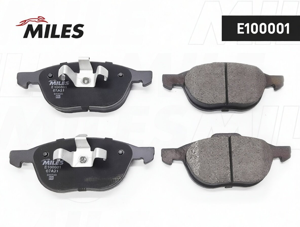 Колодки тормозные дисковые передние, комплект "Semi-Metallic" Miles E100001