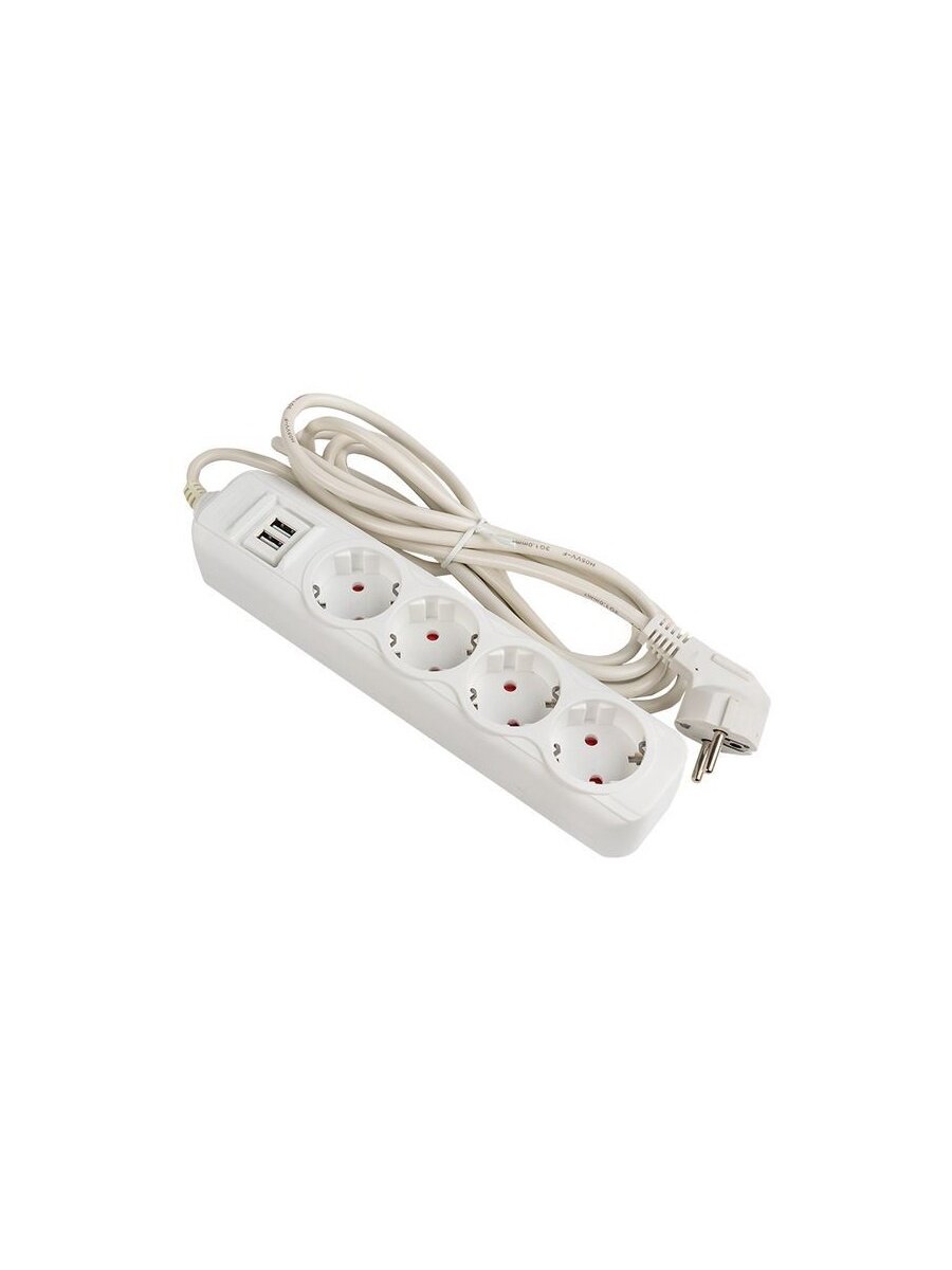 Удлинитель 4х3м 16А IP20 Эксперт 3.5кВт 2хUSB 2.1А ПВС 3х1 PROxima EKF UBA16-2USB-4-03i
