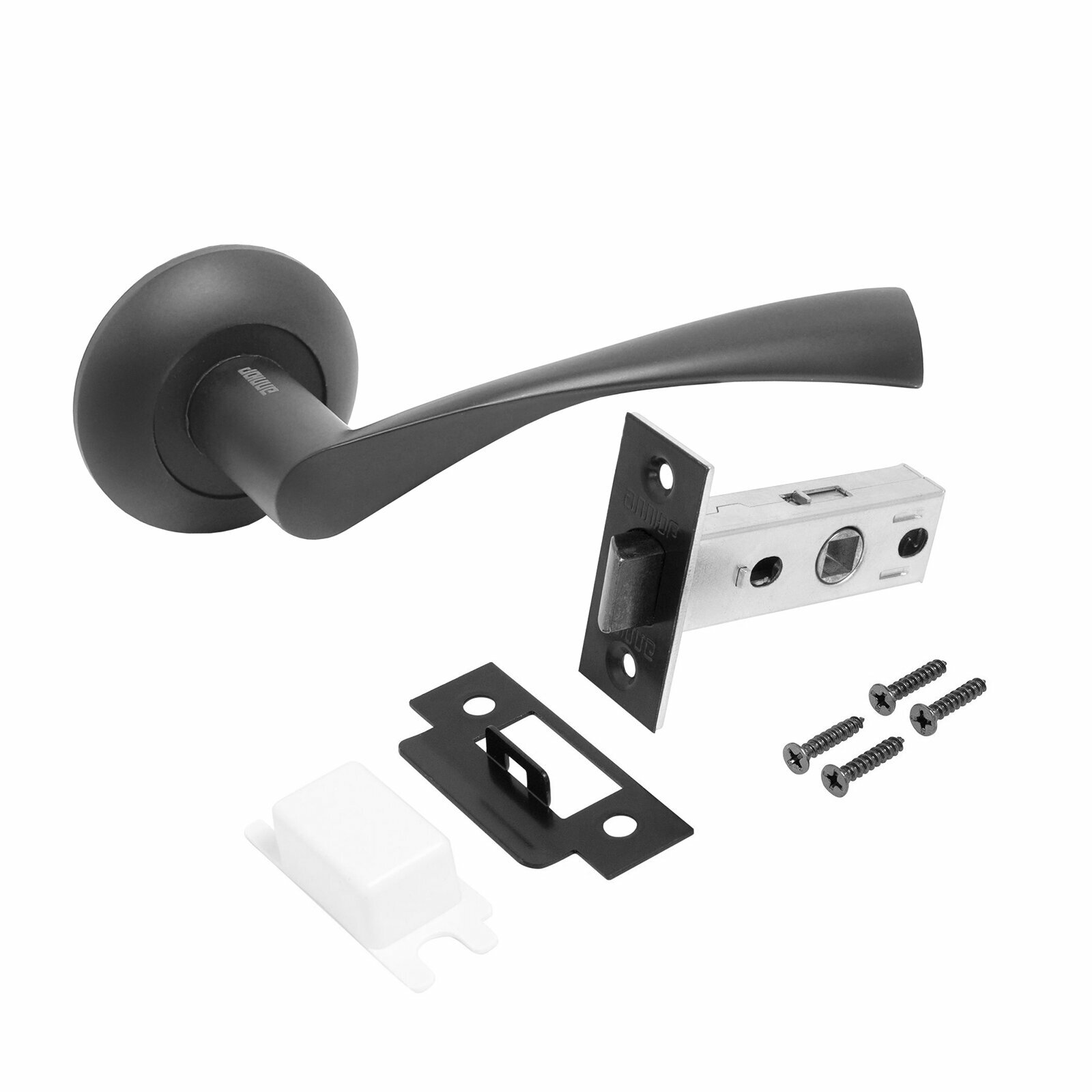 Аллюр АРТ "оскар" BL+L45-8 BL (13150/S45) матовый черный Комплект ручка и защелка (20)