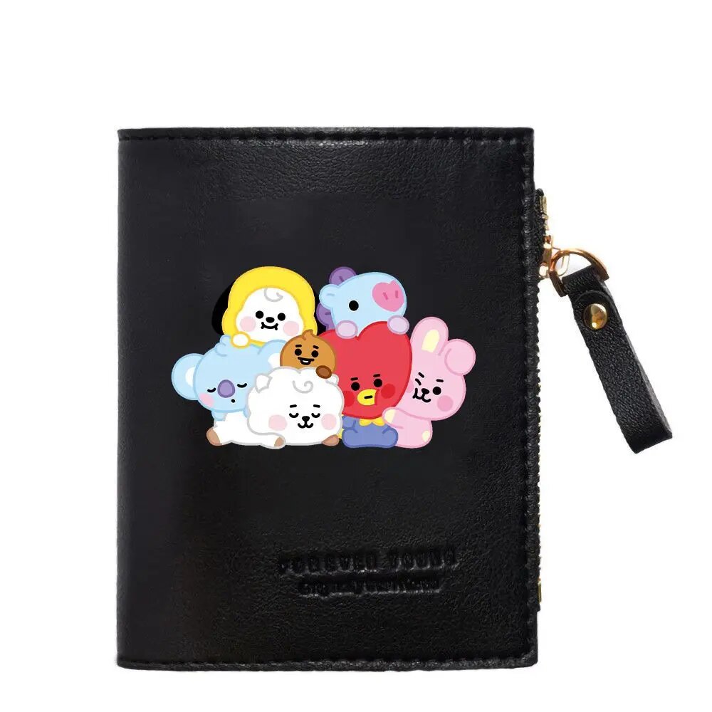 Новый BT21 Tata Mang Shooky Chimmy RJ, милый короткий кошелек с героями мультфильмов, простой высокоцветный студенческий кошелек для монет с несколькими картами