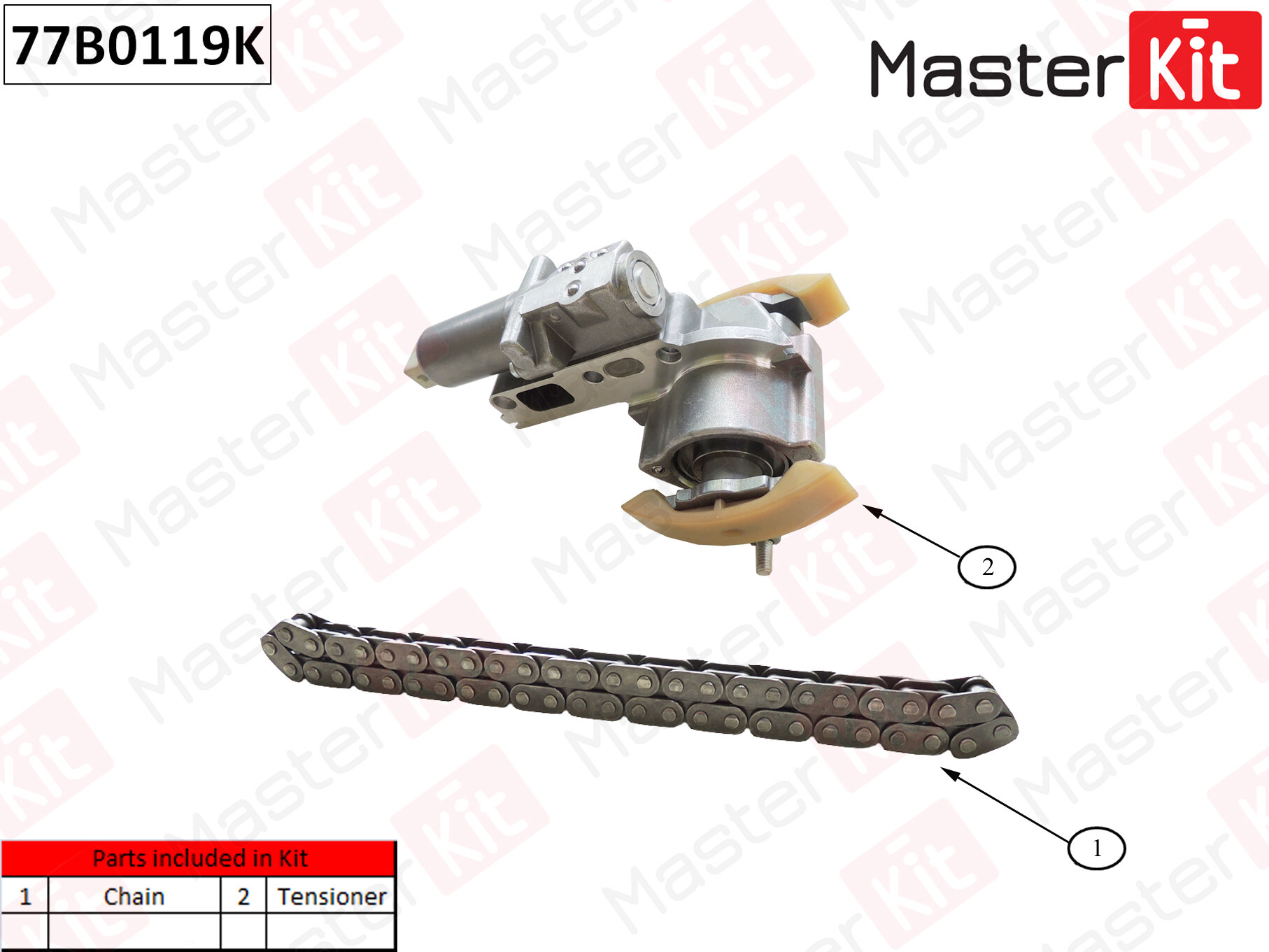 Комплект цепи привода распредвала 4-6 Audi A4/A6/A8/VW PASSAT 2.4-2.8L AGA.ALF.AML. MasterKit 77B0119K