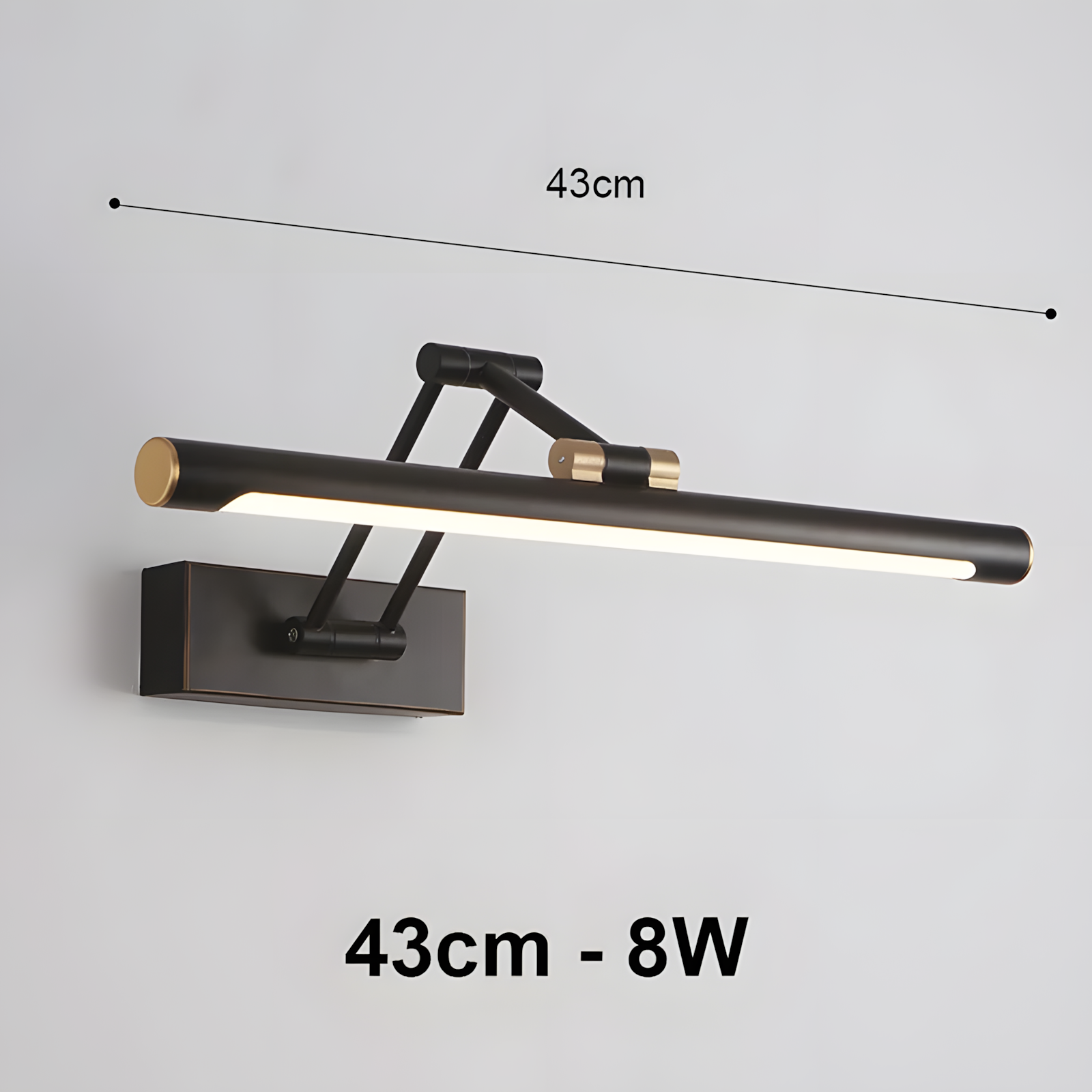 Настенная лампа QUASHION WD235, Тёплый белый (2700-3500 K), Black 43cm