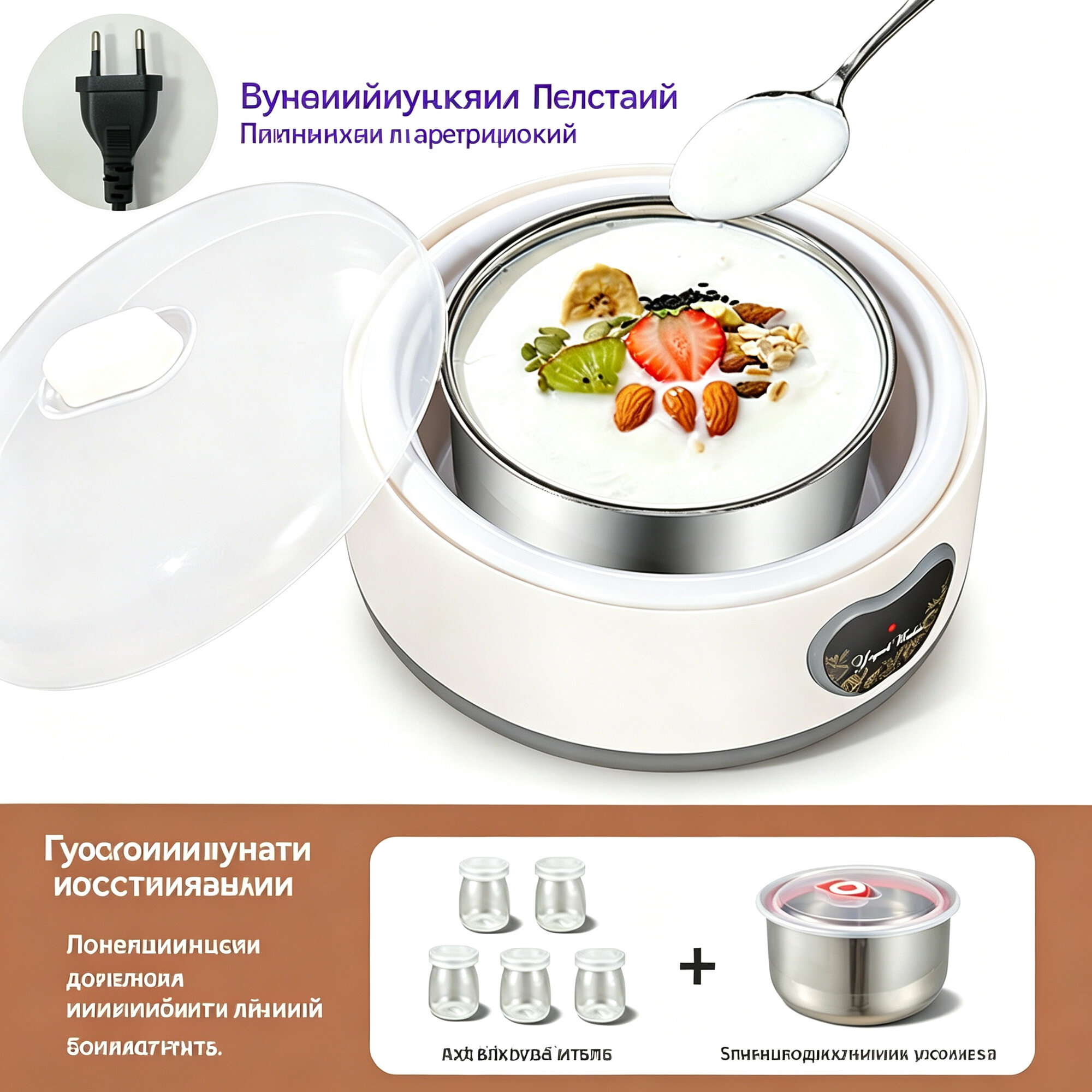 WLD DL-001 Автоматический йогуртница 1,2 л, нержавеющая сталь, евровилка