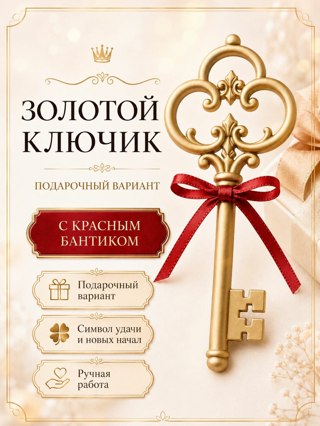 Золотой ключик символ нового этапа в жизни, сувенир