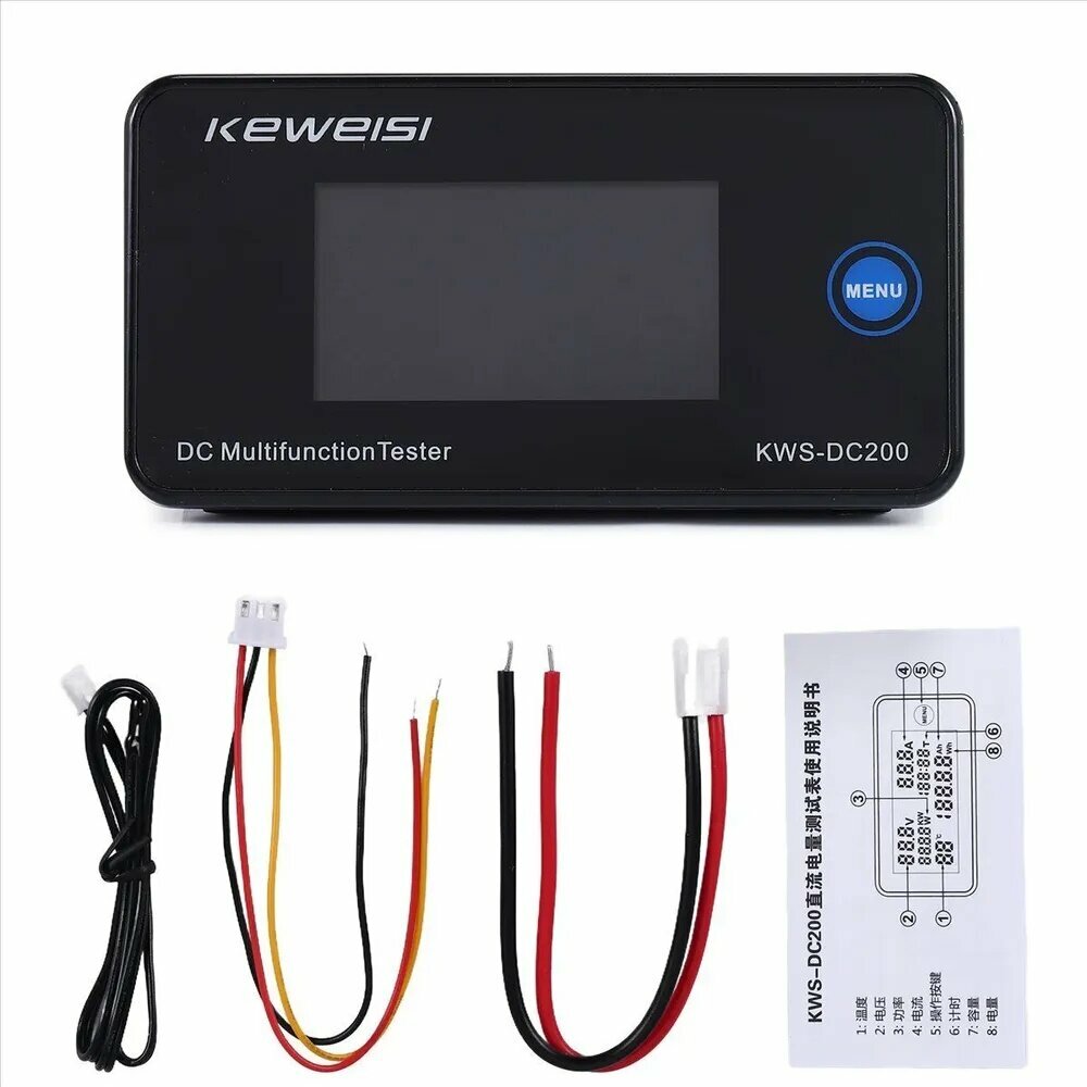 Вольтметр-амперметр KEWEISI DC 0-200V, измеритель мощности и энергии KWS, 10A