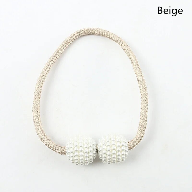 Магнитные держатели для штор с жемчугом Белый, Beige, 2PCS