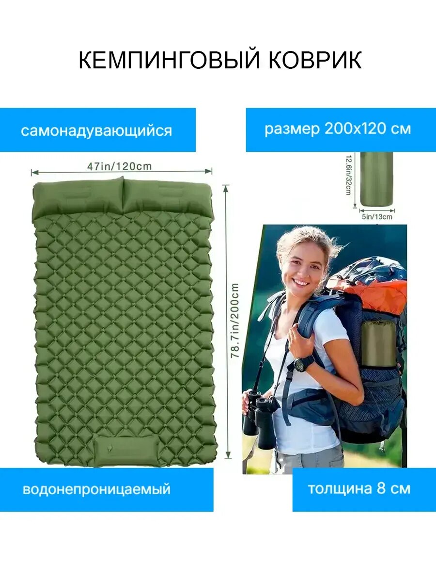 Кемпинговый надувной коврик