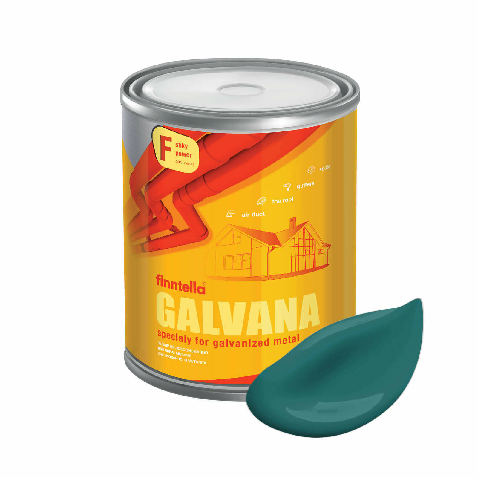 Краска GALVANA FINNTELLA Матовая, MALAKIITTI темно-бирюзовый, 0,9л