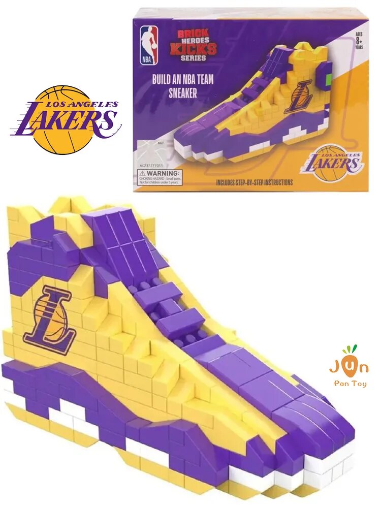 Los Angeles Lakers NBA Sneaker Building Set / Игрушка для сборки из строительных блоков в форме классических кроссовок Los Angeles Lakers, подходящая в качестве украшения коллекции или подарка