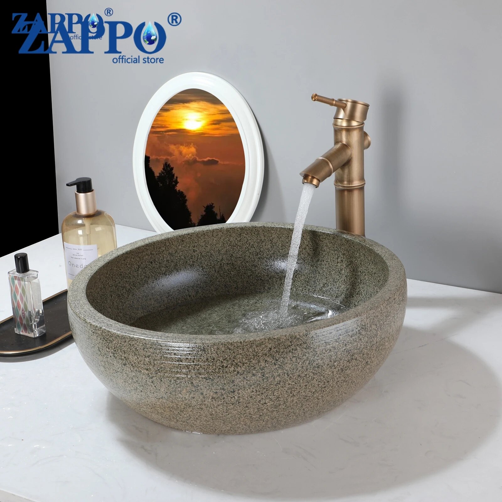 Чан для ванной ZAPPO из мраморной керамики, ванна, умывальник, подставка для ванной, чан надраковый с смесителем в комплекте, умывальник для ванной