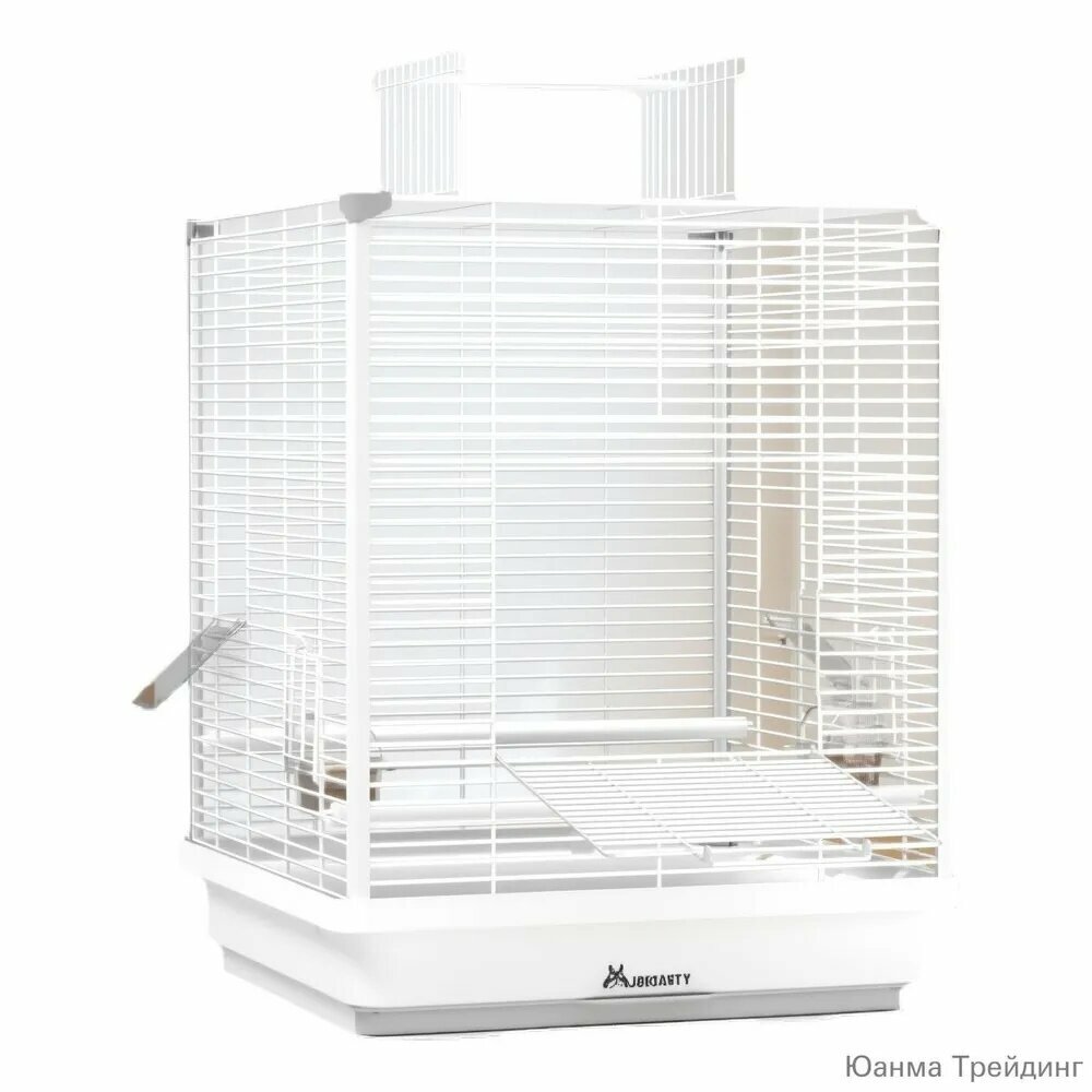 Белая клетка для птиц 49x49x60 см с выдвижным поддоном, безопасная и удобная