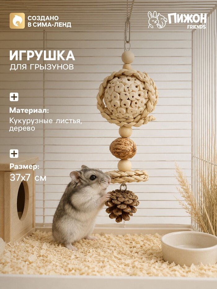 Игрушка для грызунов. погрызушка «Шишка», 37×7 см