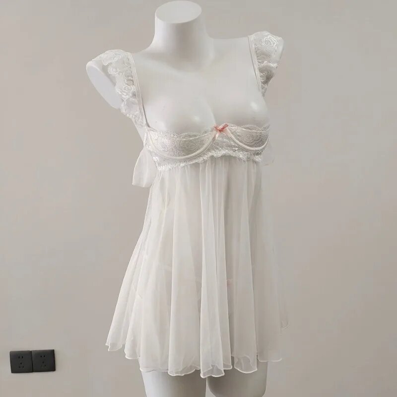 Открытый бюстгальтер, эротическое нижнее белье Babydoll, горячий секс, женская Белый, L, белый