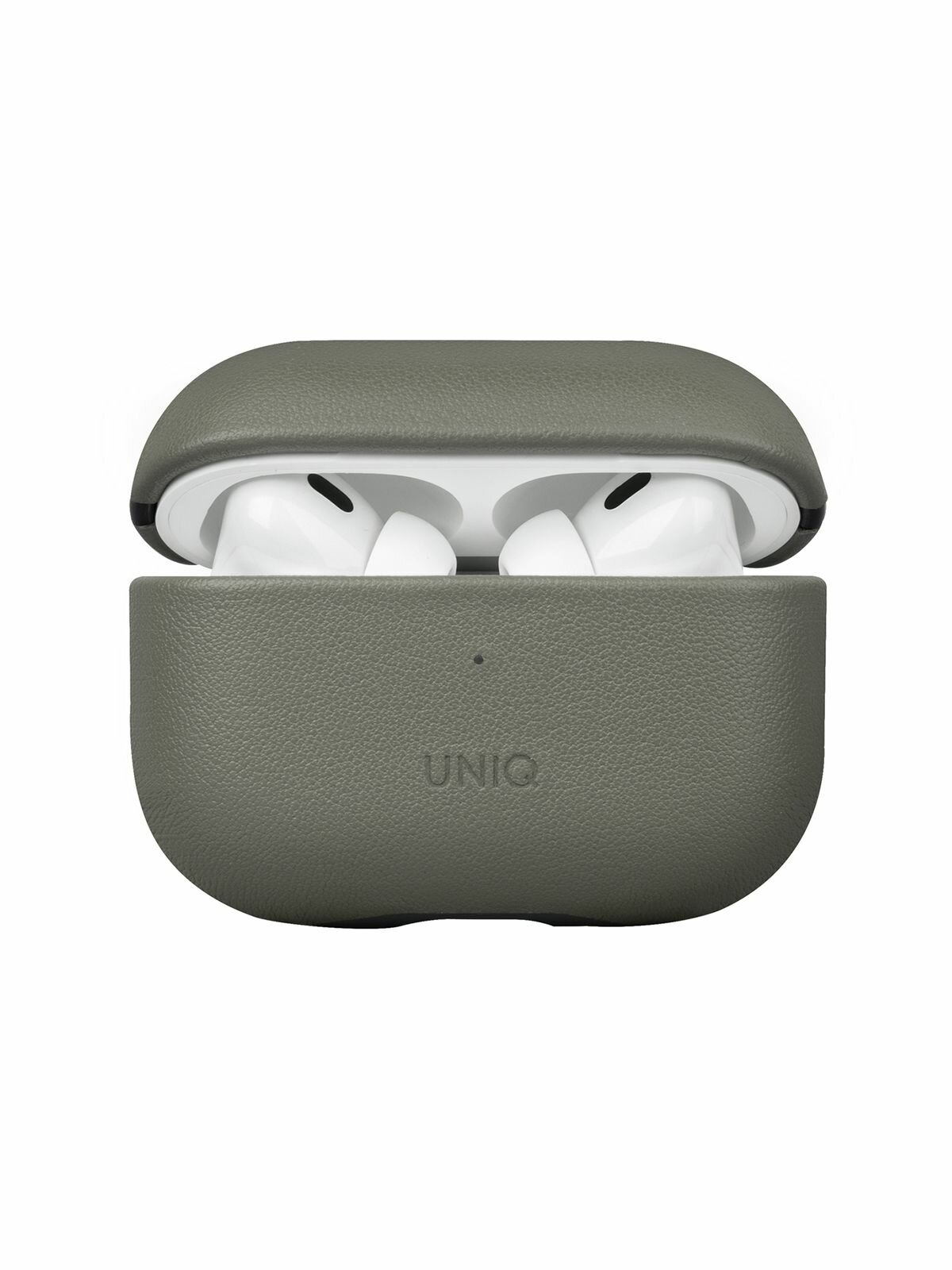Чехол Uniq Terra для беспроводных наушников Apple Airpods Pro 2 / на Эпл Аирподс Про 2 из натуральной кожи со шнурком на запястье, болотный зеленый
