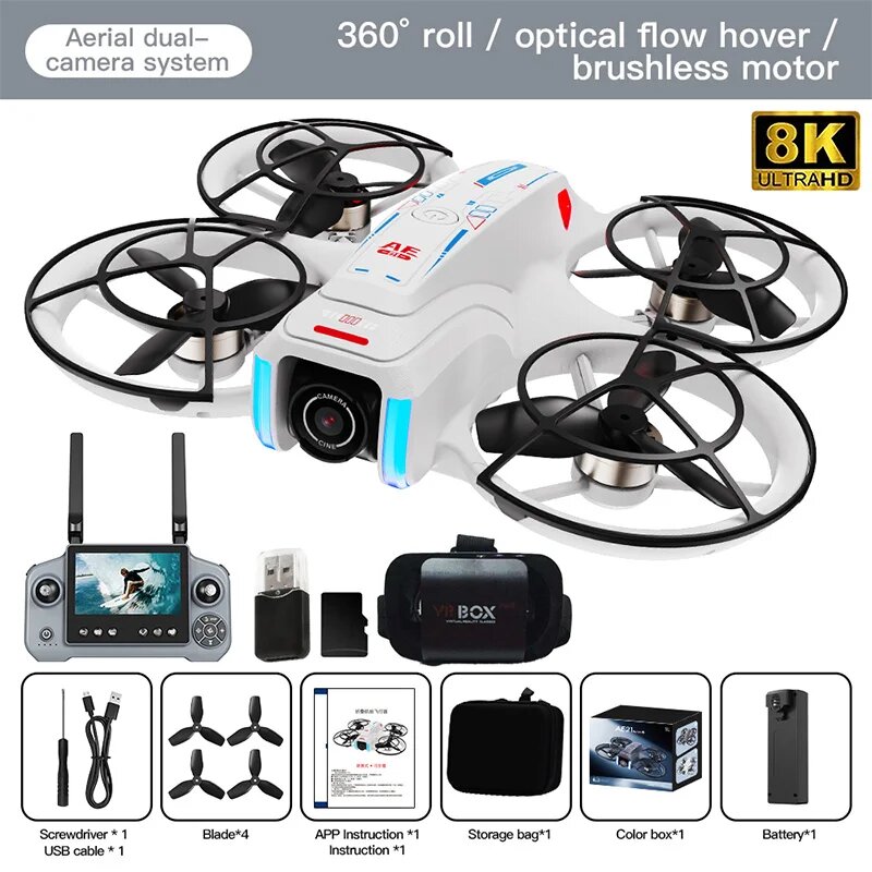 Дрон AE21 с камерой 8K HD мини-беспилотник RC 4.3" экран пульт FPV дрон безщеточный мотор для аэрофотографии влог игрушка для детей подарок