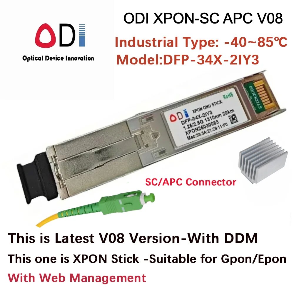HSGQ/ODI XPON Stick SFP ONU ODI XPON-SC APC V08