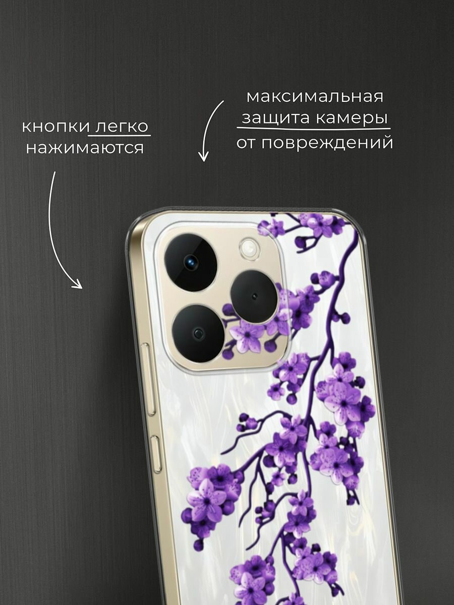 Силиконовый чехол на Realme 15T / Реалми 15Т с принтом Фиолетовая сакура — фото 1